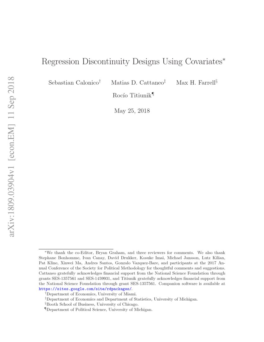 Regression Discontinuity Designs Using Covariates Deepai