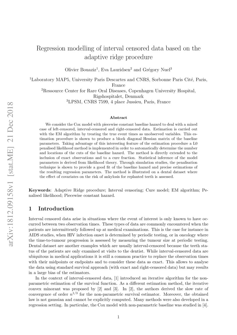 Regression Modelling Of Interval Censored Data Based On The Adaptive
