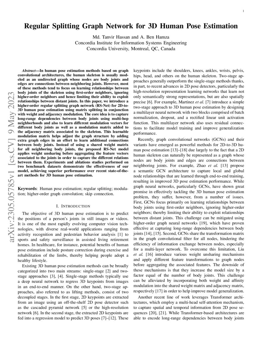 Regular Splitting Graph Network For 3d Human Pose Estimation Deepai