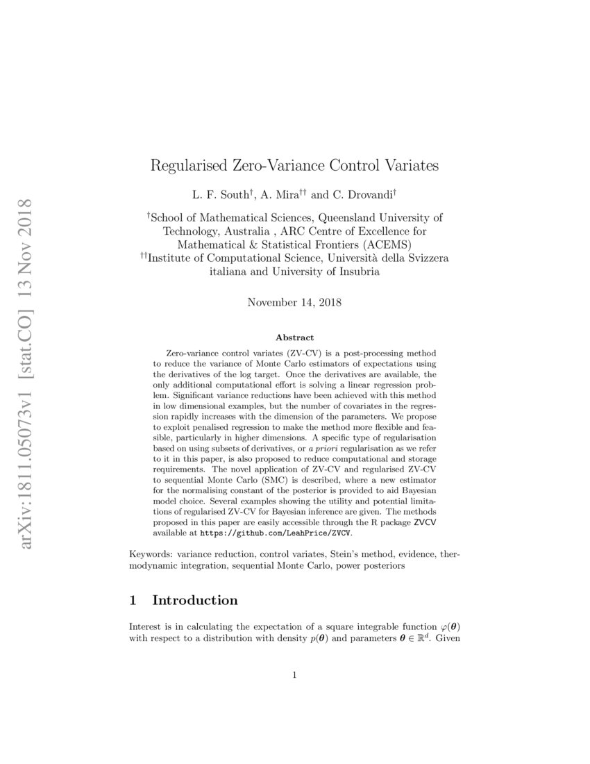 Regularised Zero-Variance Control Variates | DeepAI