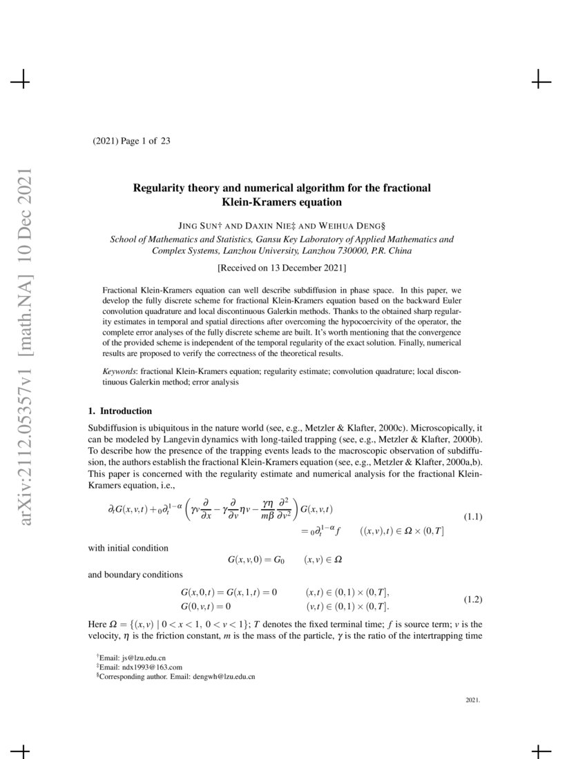 Regularity Theory And Numerical Algorithm For The Fractional Klein Kramers Equation Deepai
