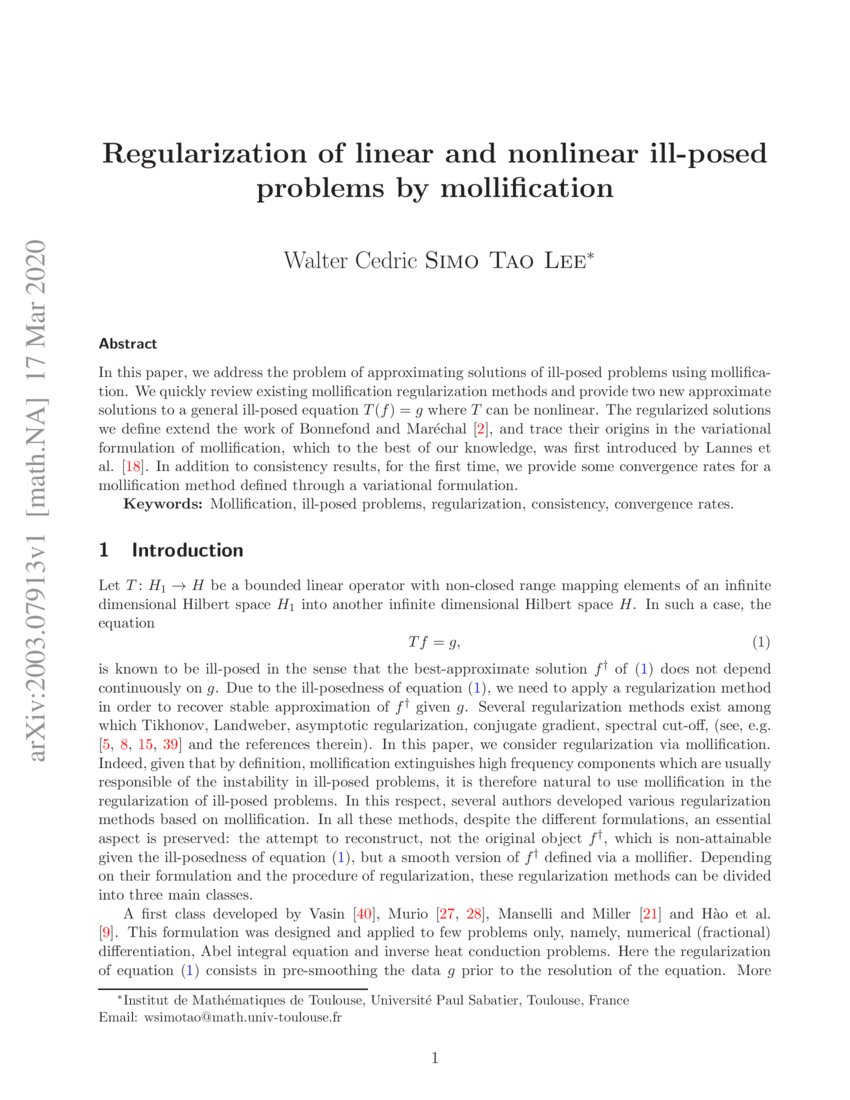 Regularization of linear and nonlinear ill-posed problems by ...