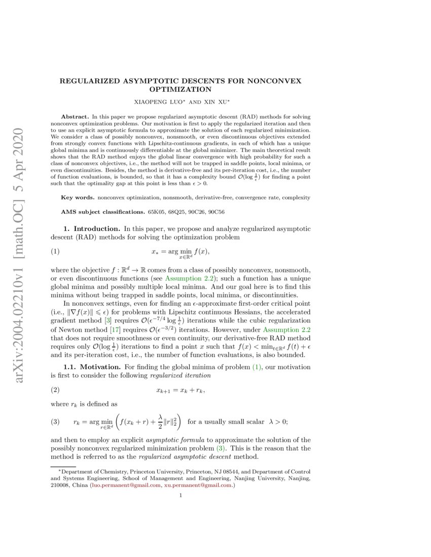 Regularized asymptotic descents for nonconvex optimization | DeepAI