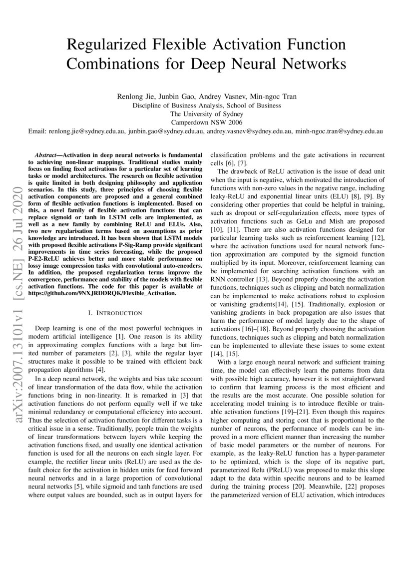 Regularized Flexible Activation Function Combinations for Deep Neural Networks | DeepAI