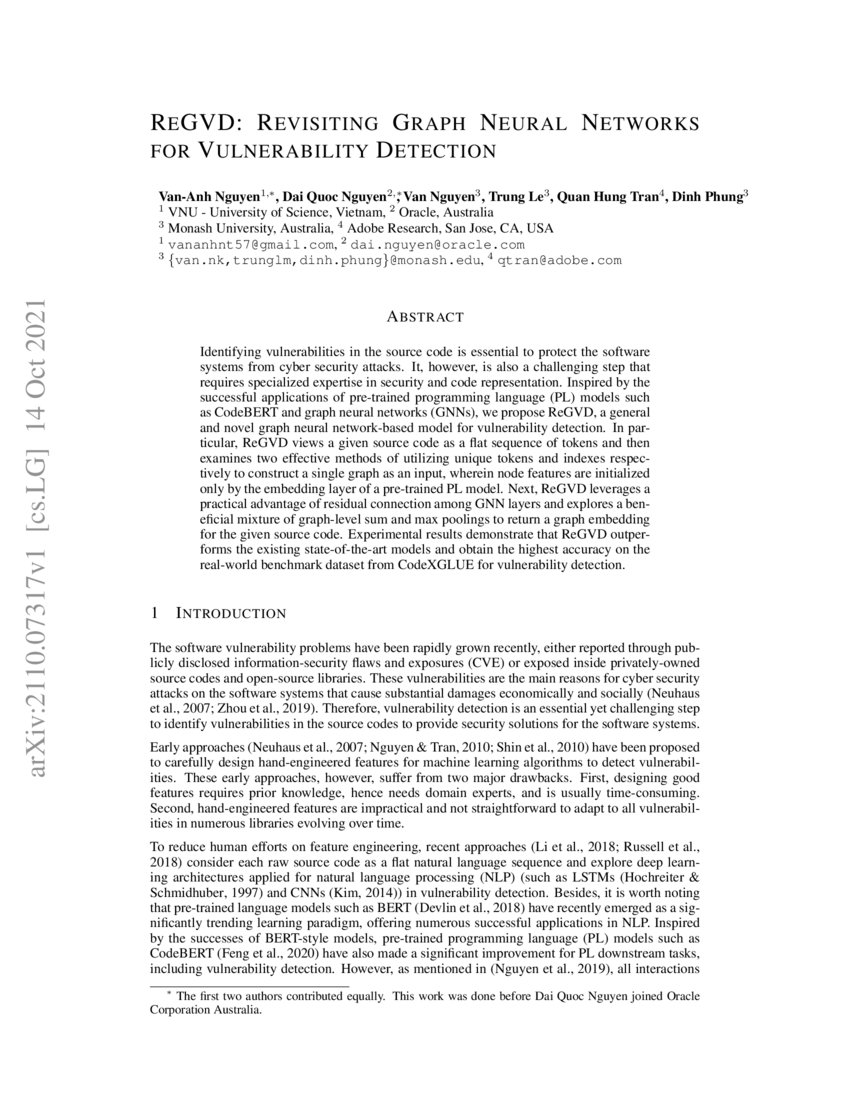 ReGVD: Revisiting Graph Neural Networks for Vulnerability Detection ... ReGVD: Revisiting Graph Neural Networks for Vulnerability Detection ...
