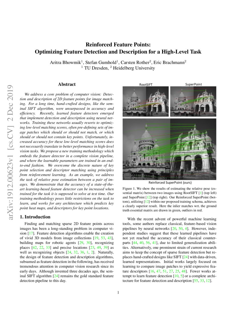 Reinforced Feature Points: Optimizing Feature Detection and Description for a High-Level Task ...