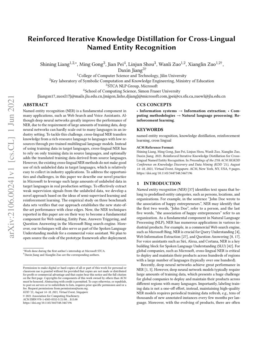 Reinforced Iterative Knowledge Distillation for Cross-Lingual Named Entity Recognition | DeepAI