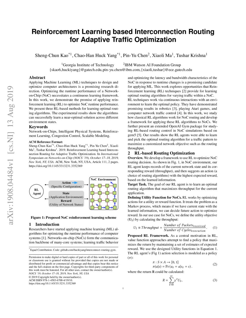 Reinforcement Learning based Interconnection Routing for Adaptive ... Reinforcement Learning based Interconnection Routing for Adaptive ...