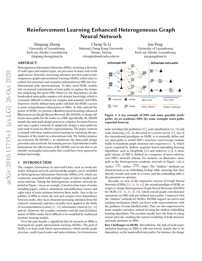 Reinforcement Learning Enhanced Heterogeneous Graph Neural Network | DeepAI