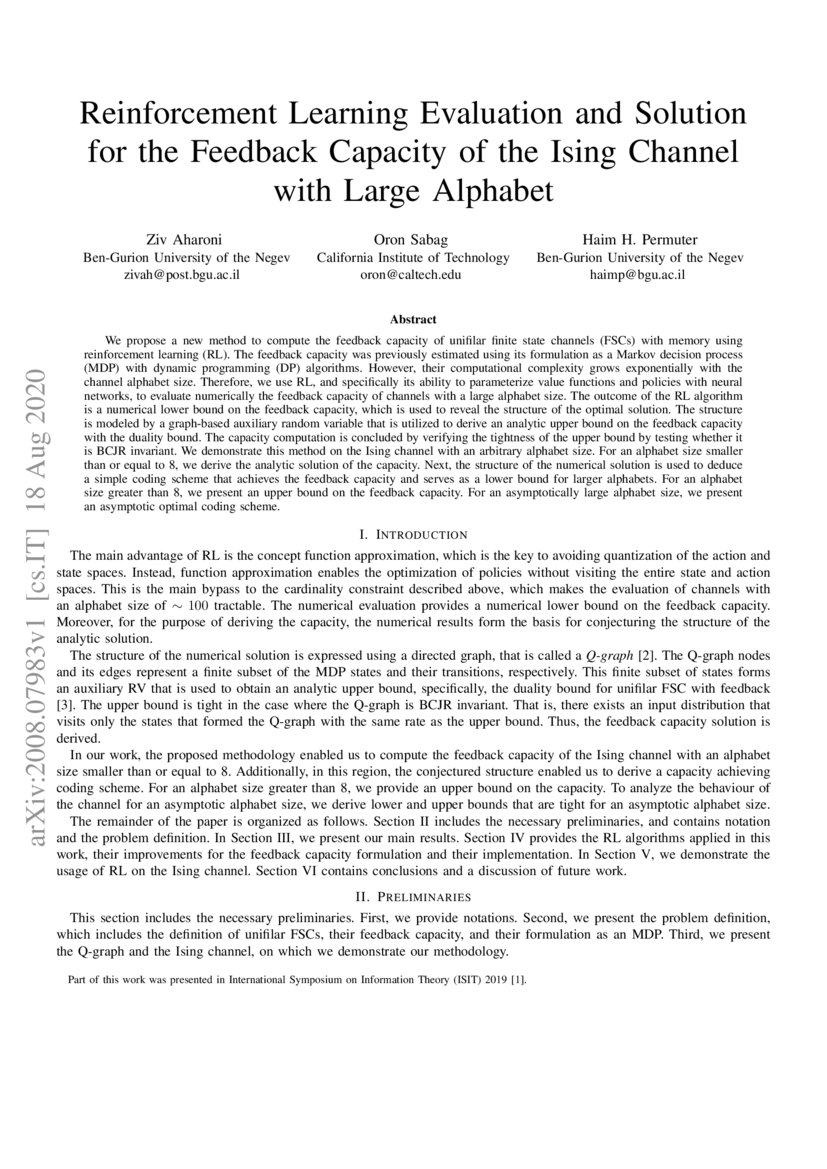 Reinforcement Learning Evaluation and Solution for the Feedback ...