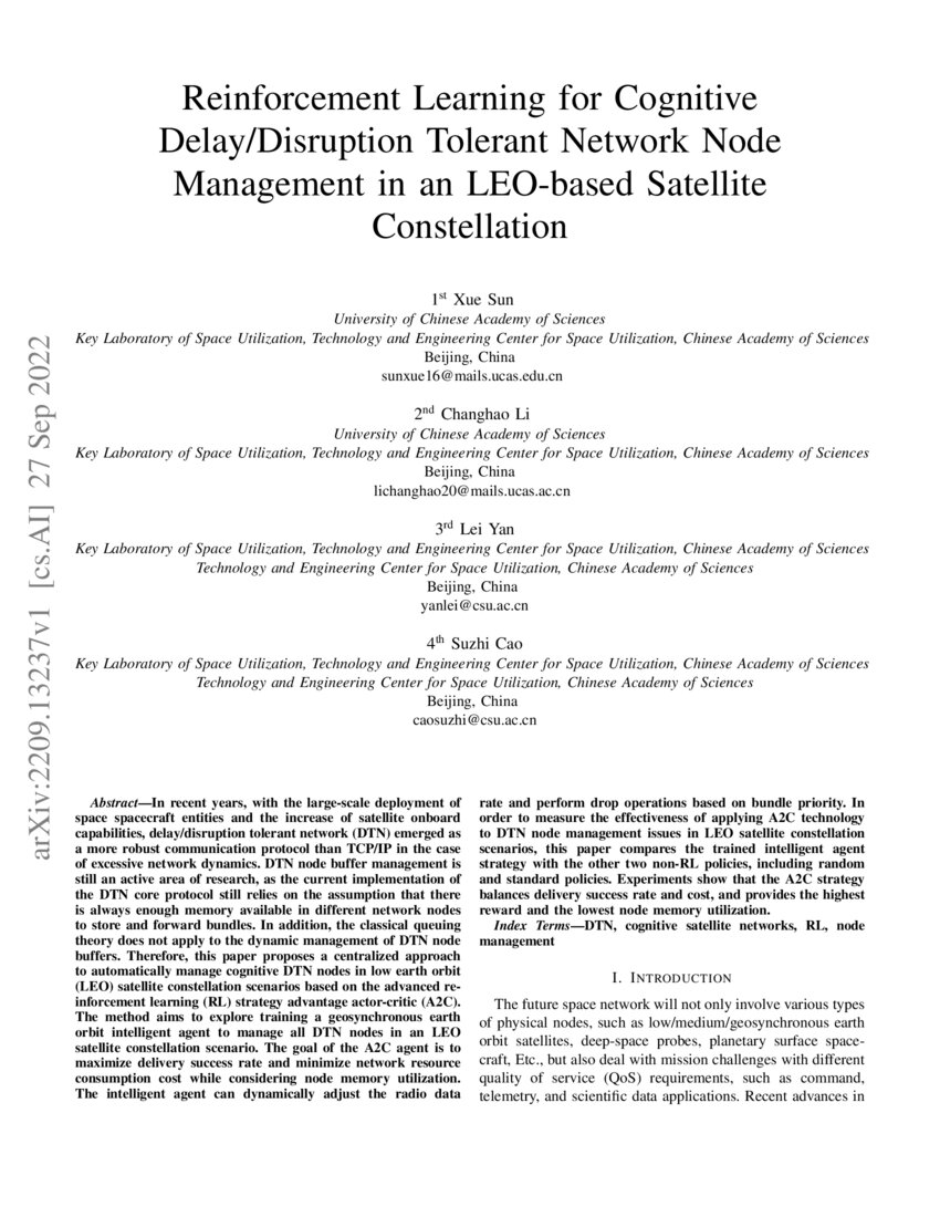 Reinforcement Learning for Cognitive Delay/Disruption Tolerant Network ...