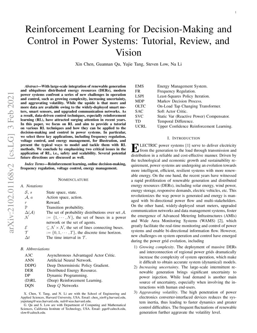 Reinforcement Learning For Decision Making And Control In Power Systems Tutorial Review And