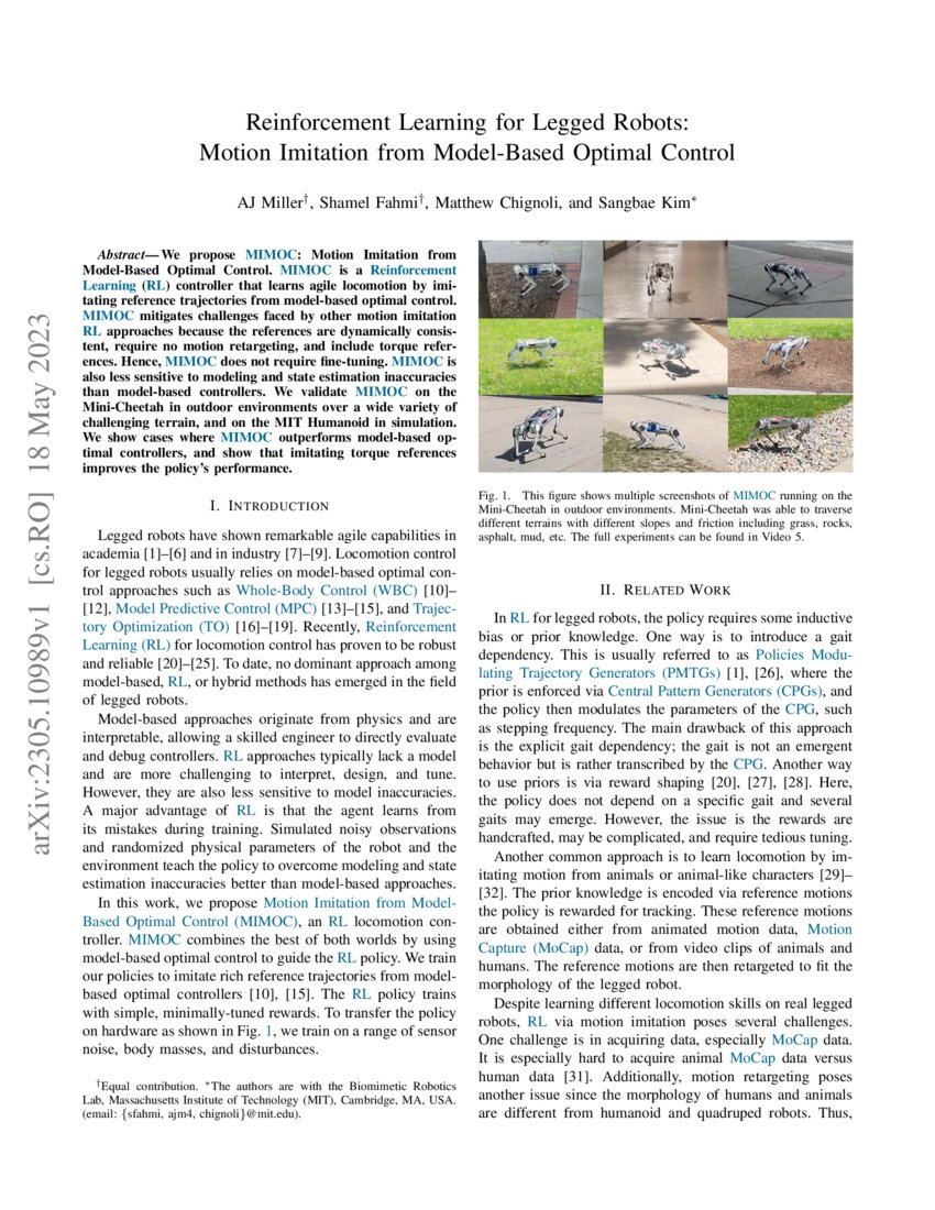 Reinforcement Learning For Legged Robots Motion Imitation From Model