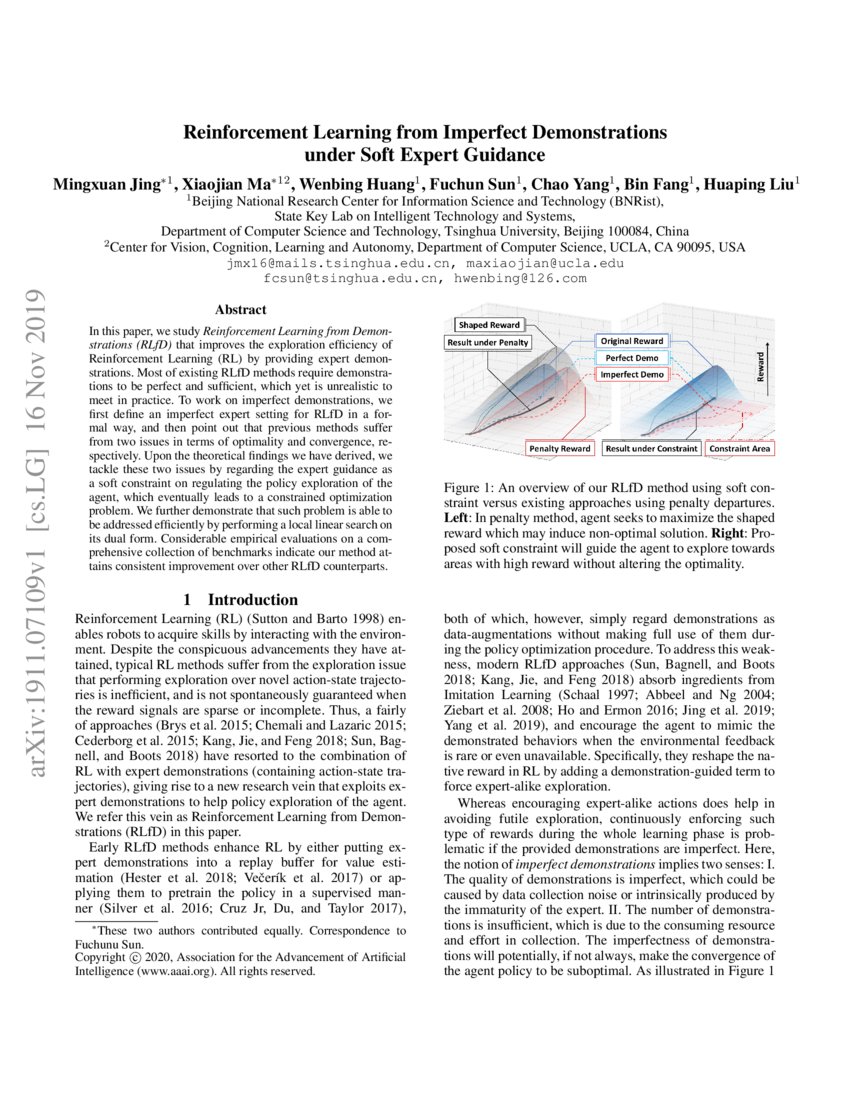 Reinforcement Learning from Imperfect Demonstrations under Soft Expert Guidance | DeepAI