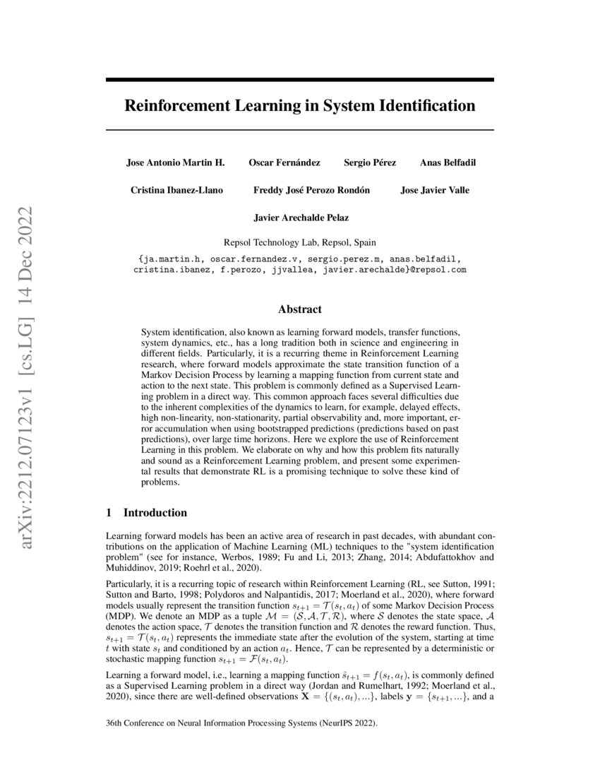 Reinforcement Learning in System Identification | DeepAI