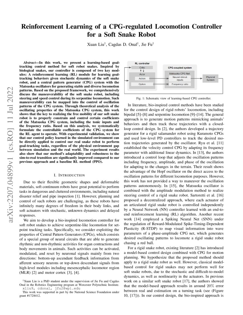 Reinforcement Learning Of A Cpg Regulated Locomotion Controller For A