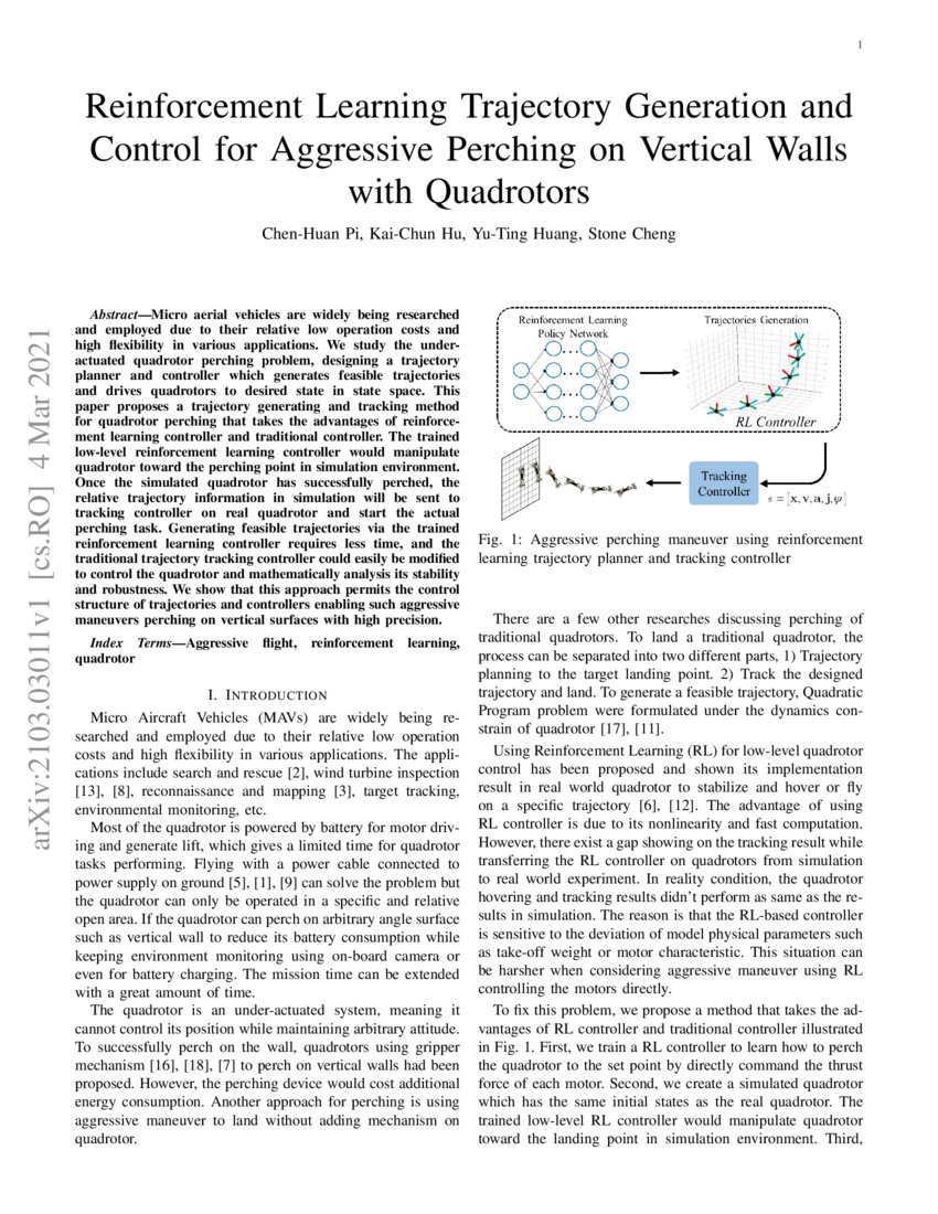 Reinforcement Learning Trajectory Generation And Control For Aggressive