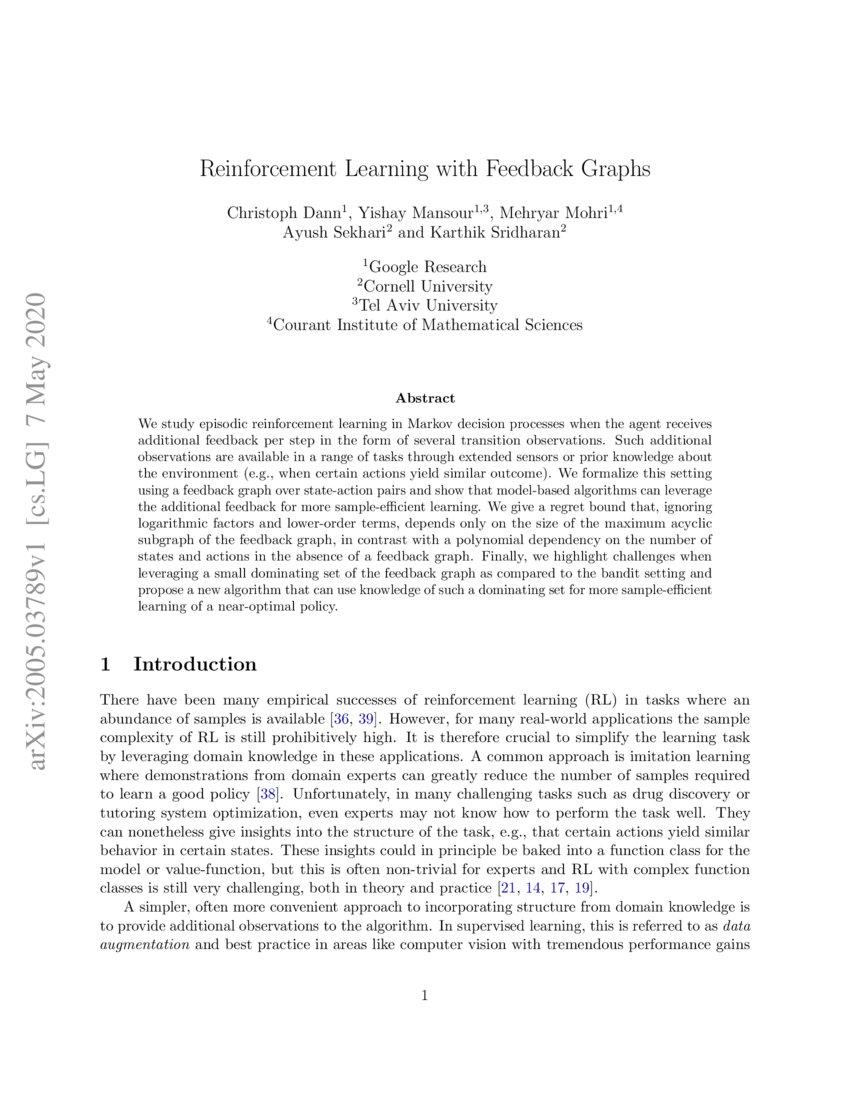 Reinforcement Learning with Feedback Graphs | DeepAI