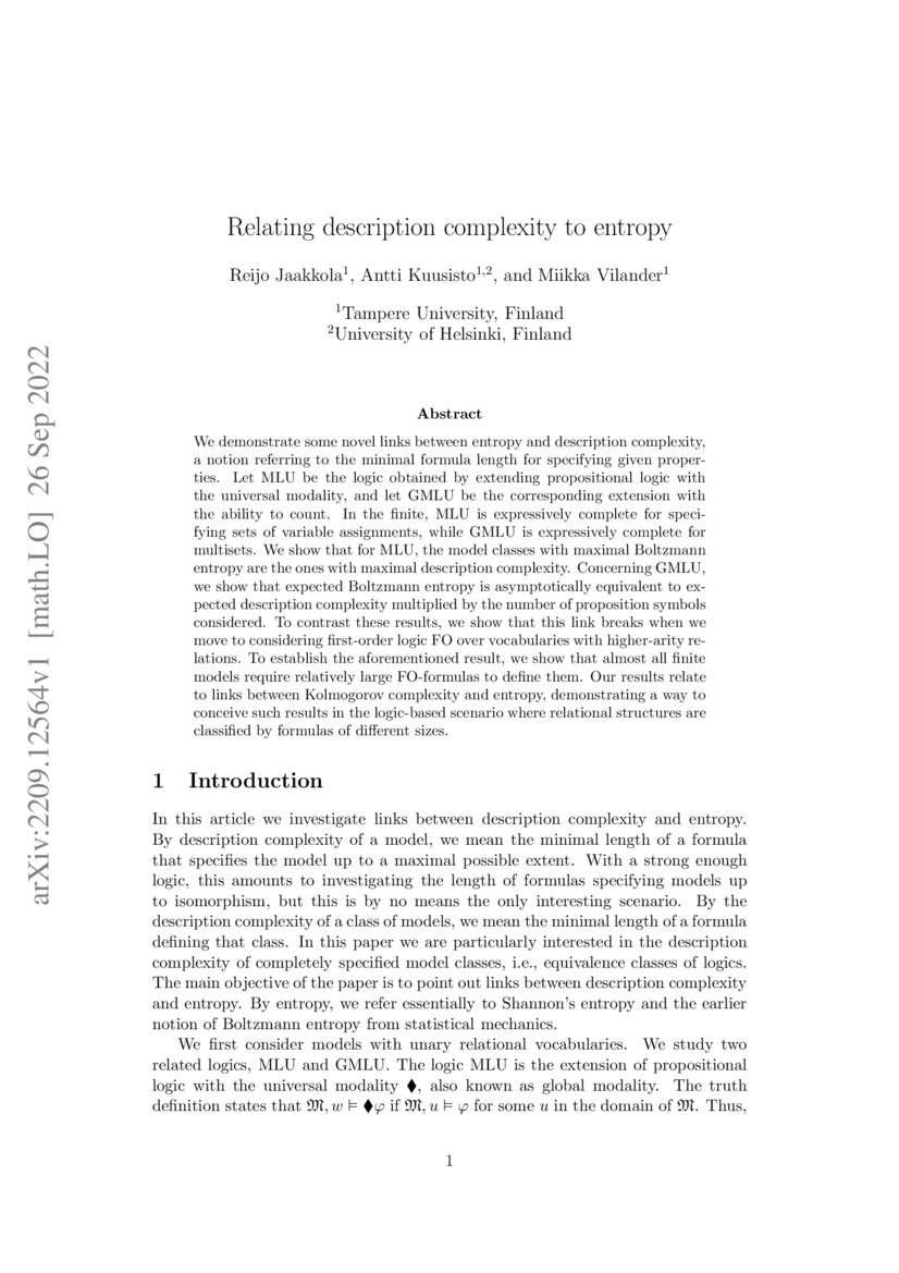 Relating description complexity to entropy | DeepAI