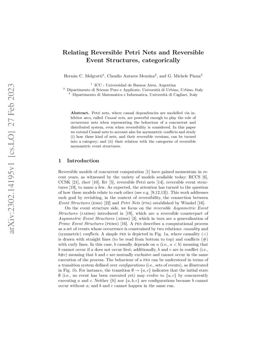 Relating Reversible Petri Nets and Reversible Event Structures, categorically | DeepAI