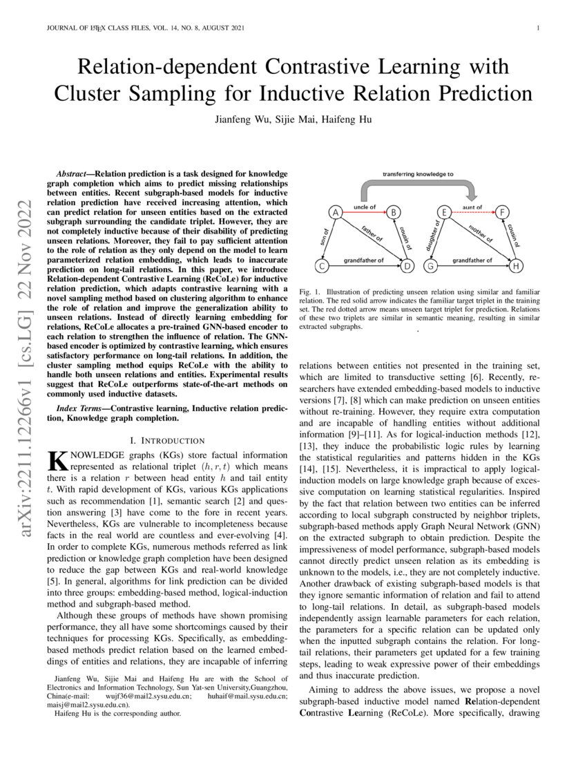 Relation Dependent Contrastive Learning With Cluster Sampling For Inductive Relation Prediction