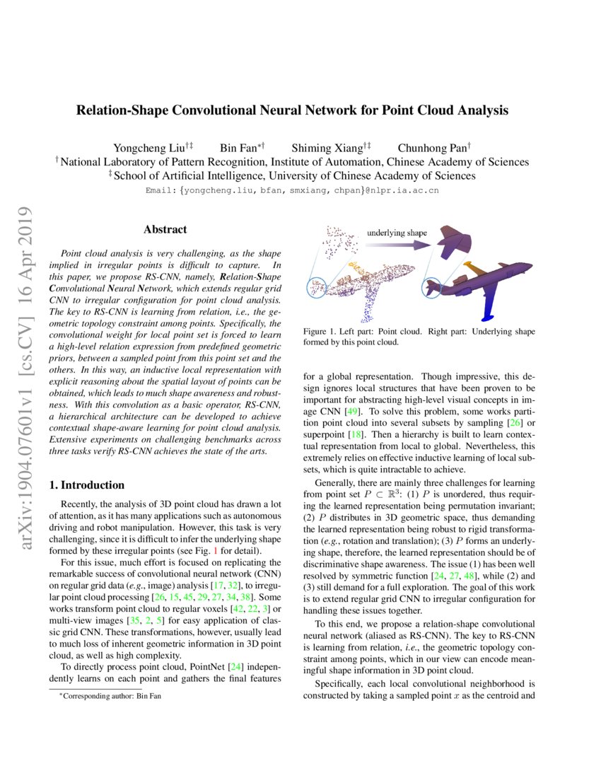 Relation Shape Convolutional Neural Network For Point Cloud Analysis Deepai 0820