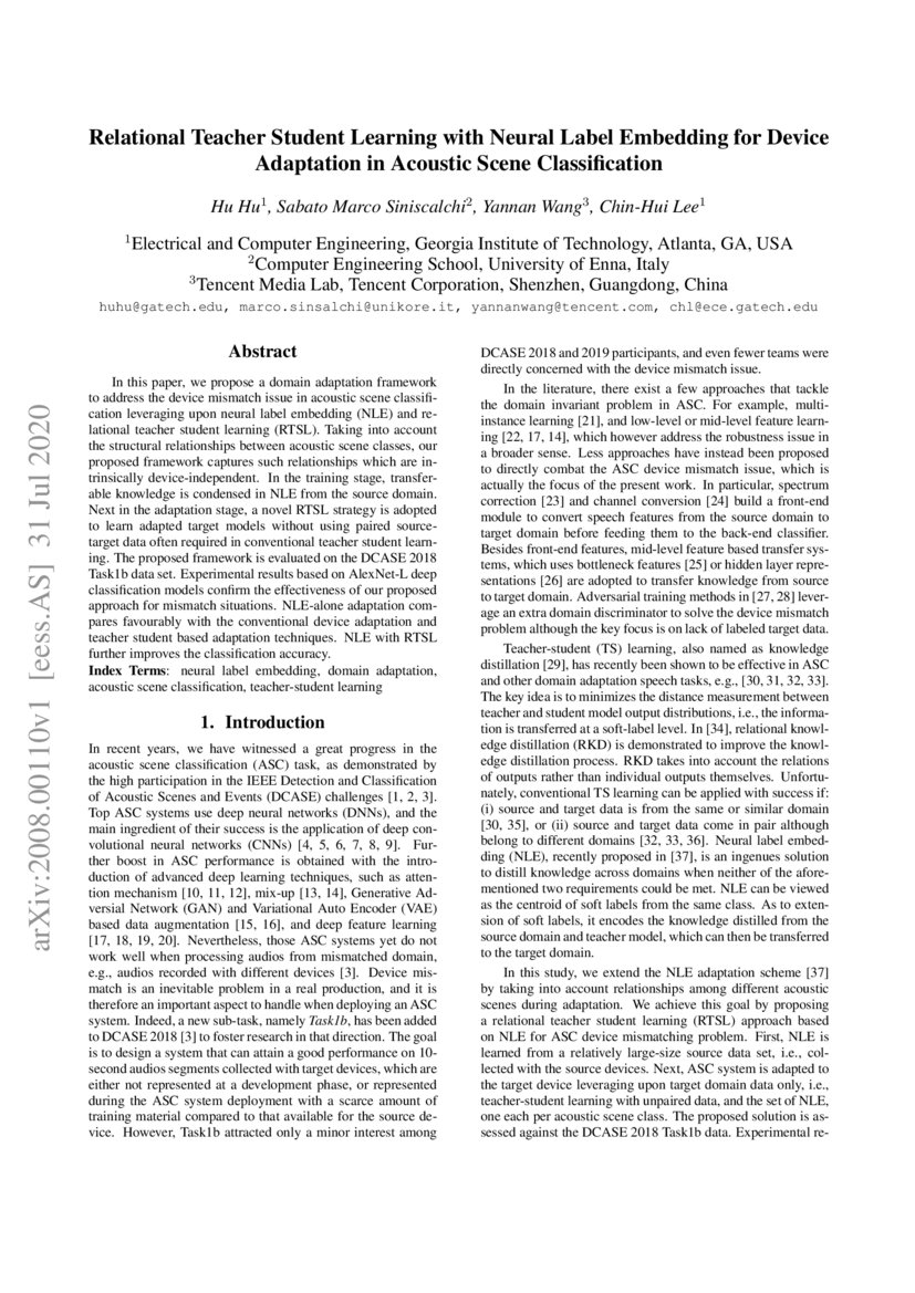Relational Teacher Student Learning with Neural Label Embedding for Device Adaptation in ...