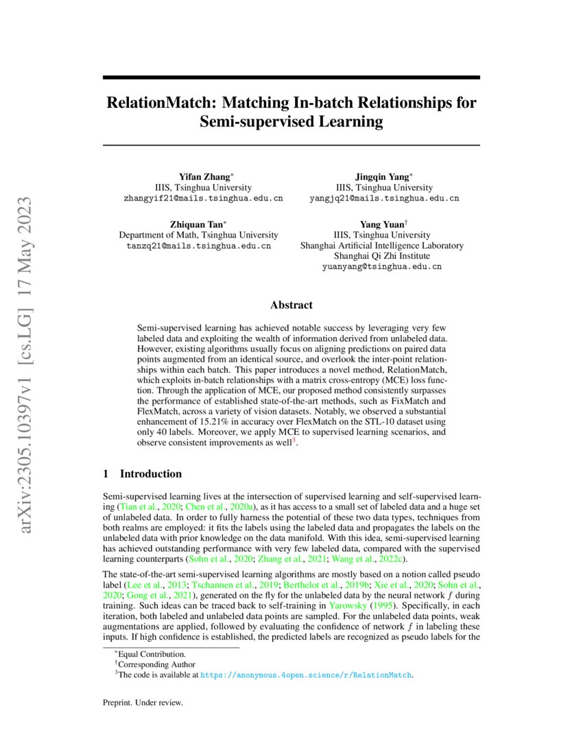 RelationMatch: Matching In-batch Relationships for Semi-supervised Learning | DeepAI