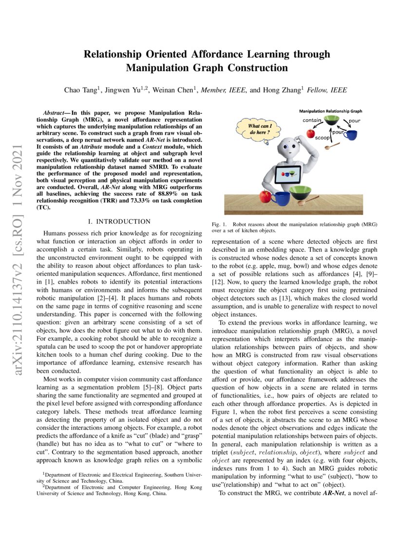 Relationship Oriented Affordance Learning Through Manipulation Graph Construction Deepai
