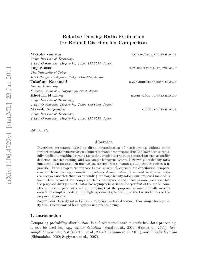 Relative Density-Ratio Estimation for Robust Distribution Comparison ...