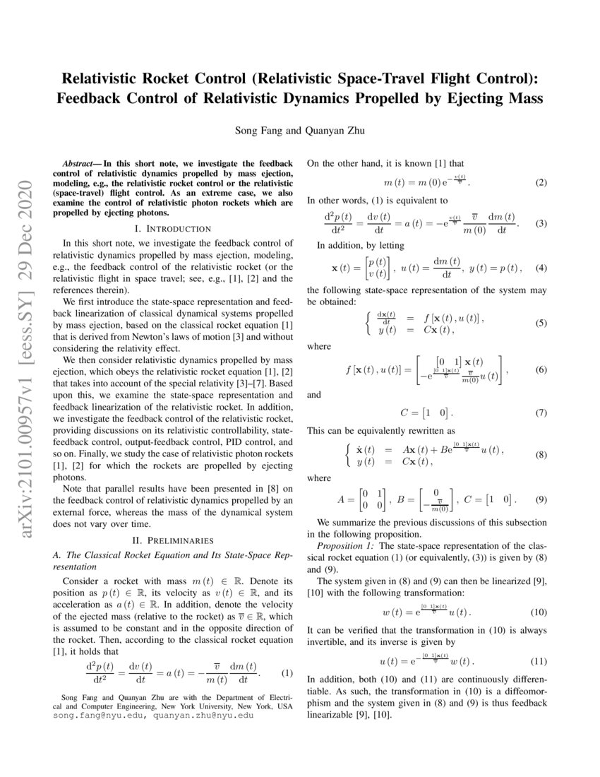Relativistic Rocket Control (Relativistic Space-Travel Flight Control ...