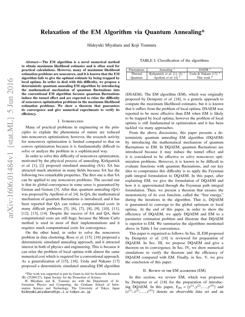 Relaxation of the EM Algorithm via Quantum Annealing | DeepAI
