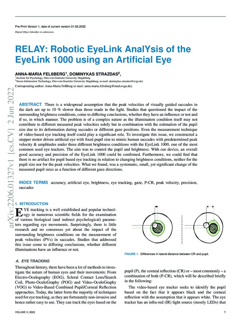 RELAY: Robotic EyeLink AnalYsis of the EyeLink 1000 using an Artificial ...