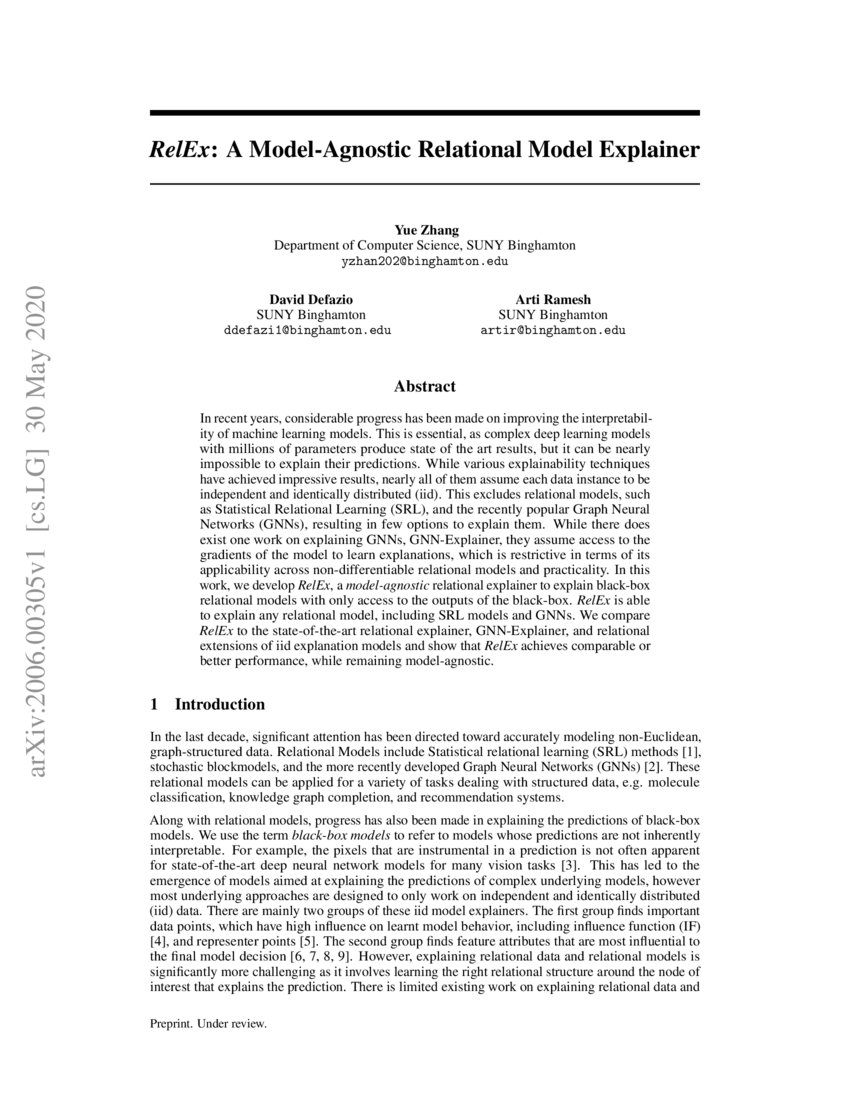 RelEx: A Model-Agnostic Relational Model Explainer | DeepAI
