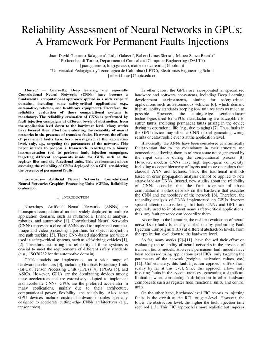 Reliability Assessment Of Neural Networks In Gpus A Framework For