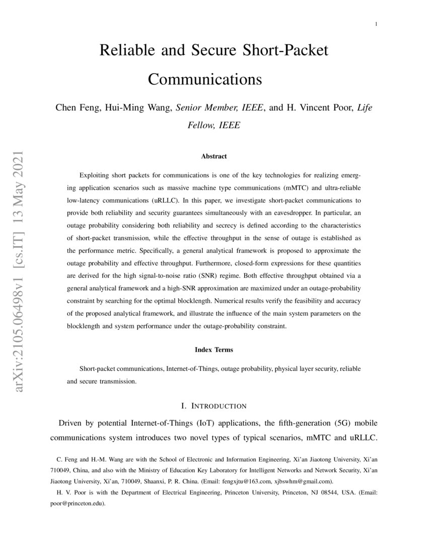 Reliable and Secure Short-Packet Communications | DeepAI