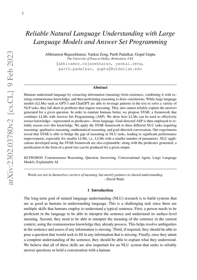 Reliable Natural Language Understanding With Large Language Models And