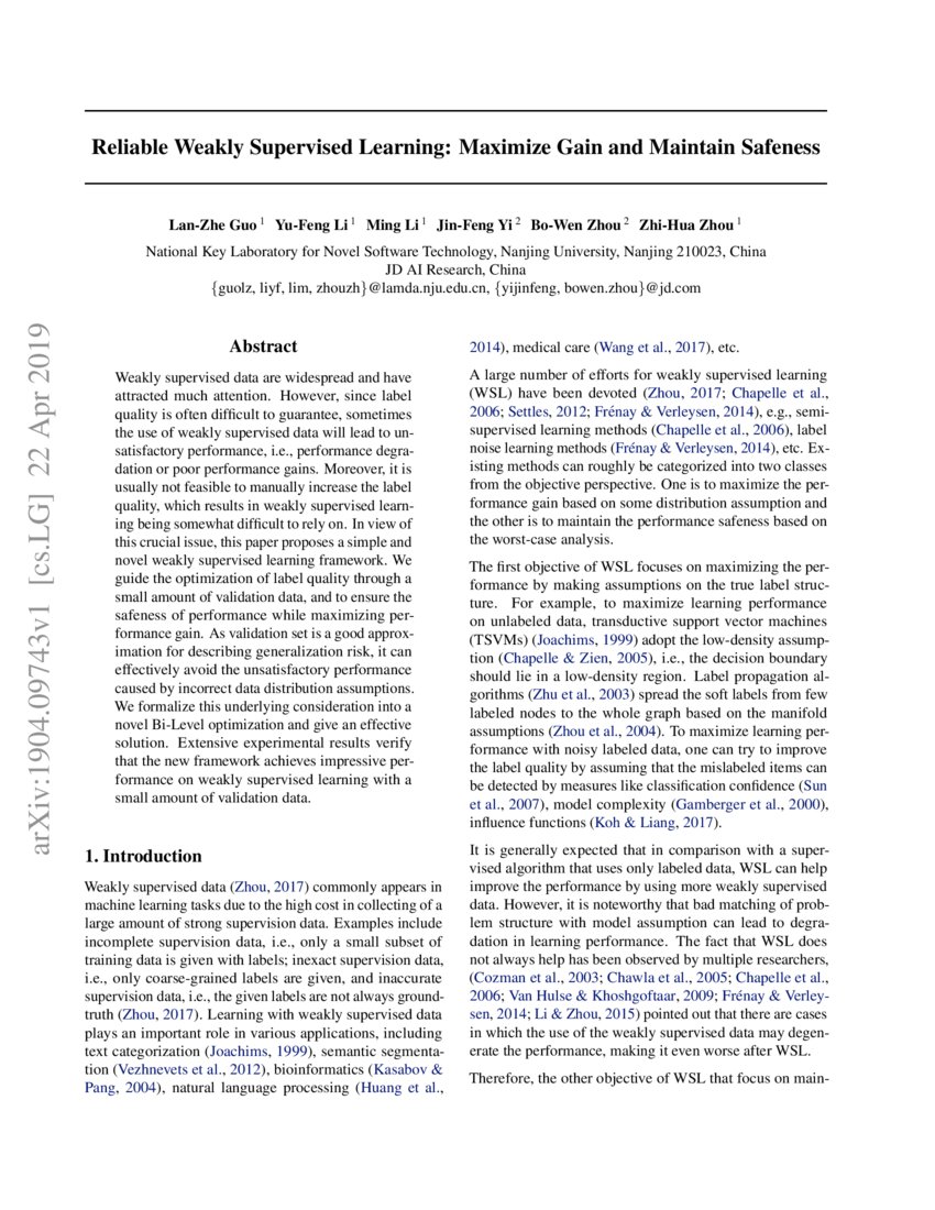 Reliable Weakly Supervised Learning: Maximize Gain and Maintain ...