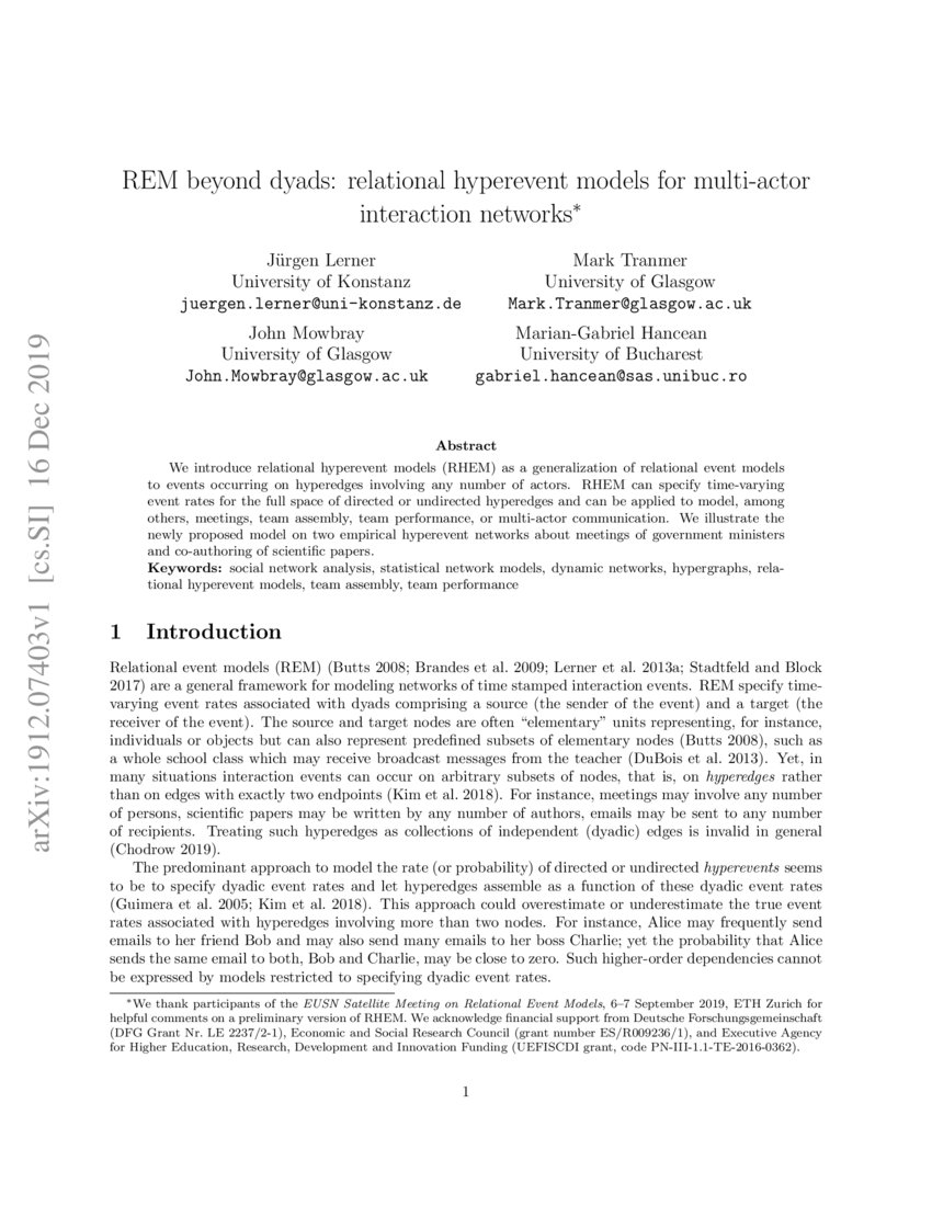 REM beyond dyads: relational hyperevent models for multi-actor interaction networks | DeepAI