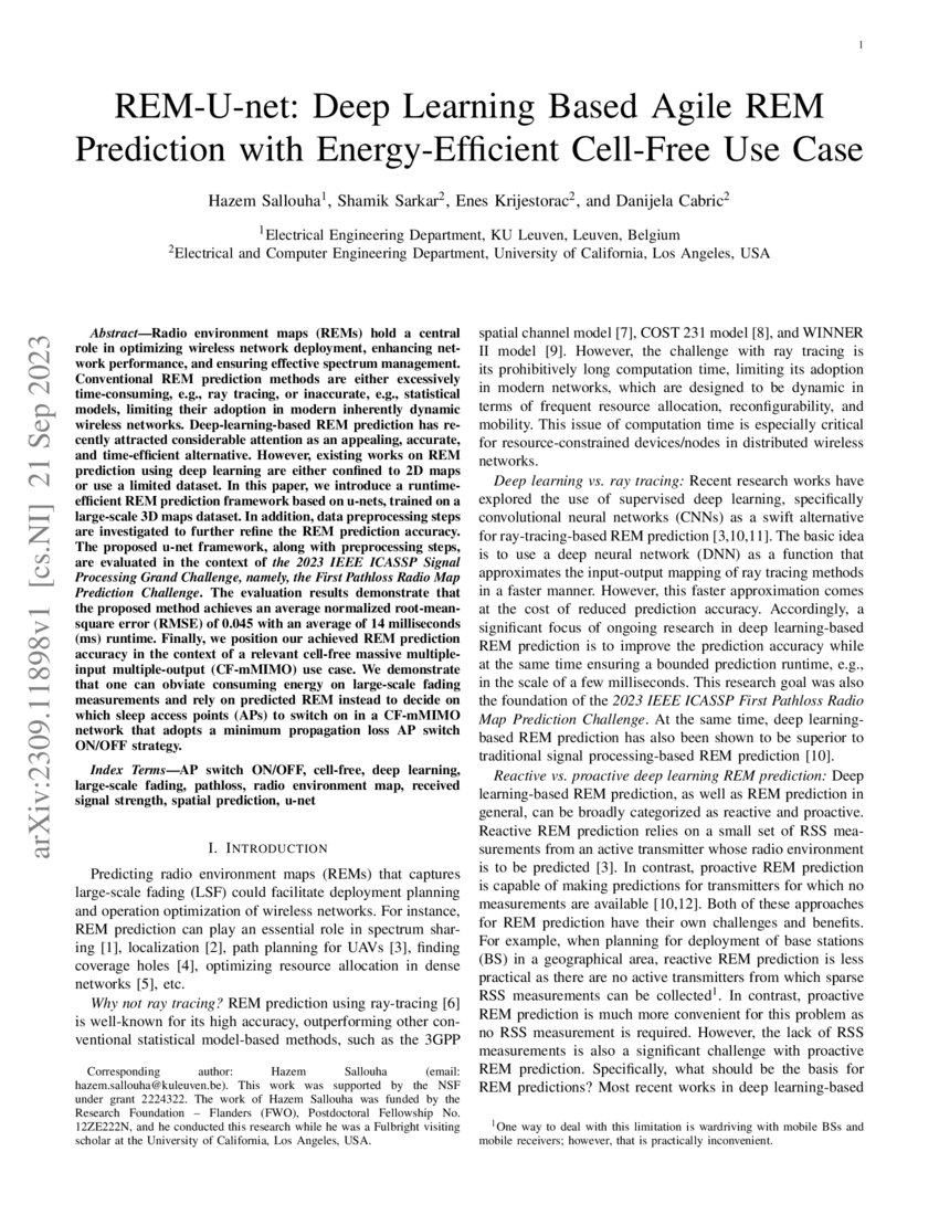 Rem U Net Deep Learning Based Agile Rem Prediction With Energy