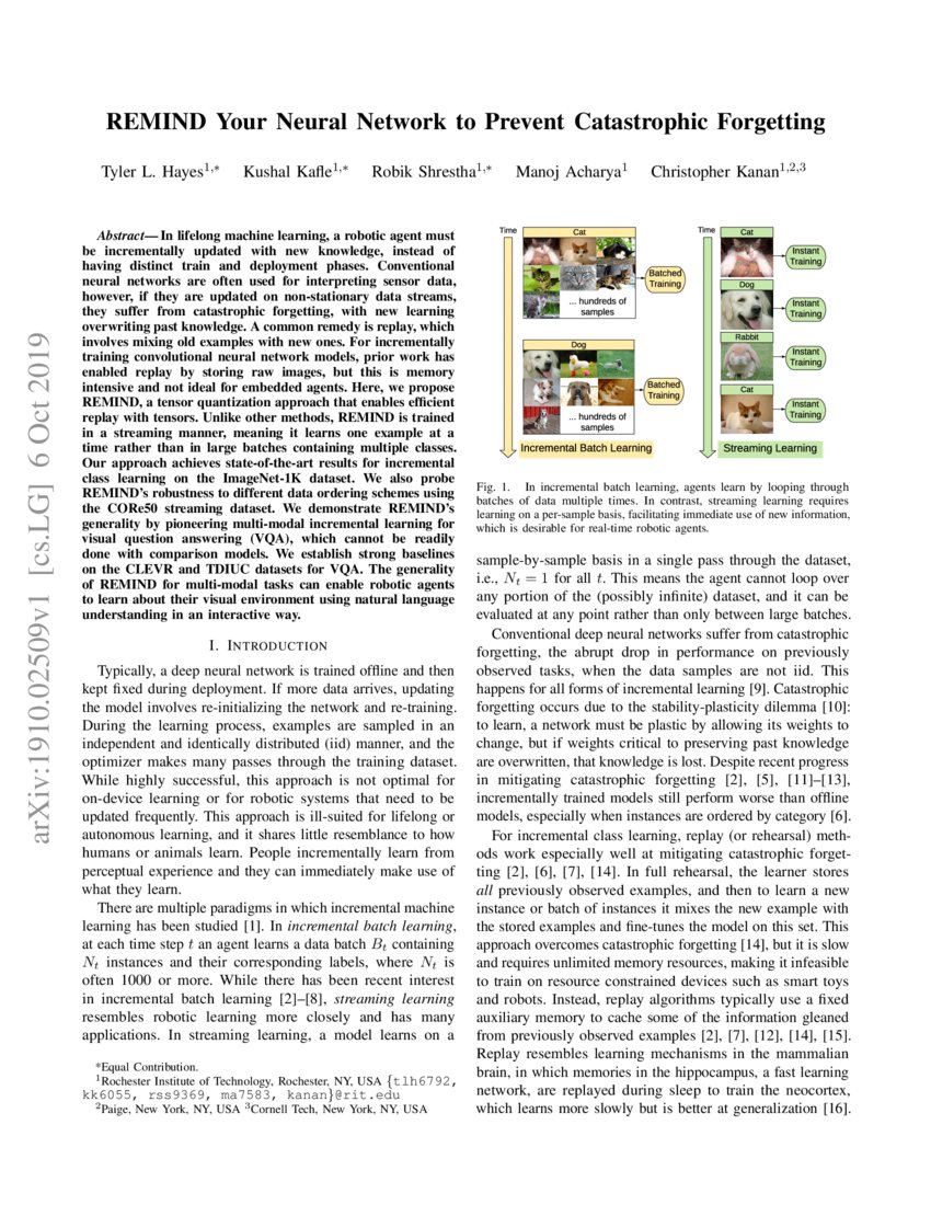 Remind Your Neural Network To Prevent Catastrophic Forgetting Deepai