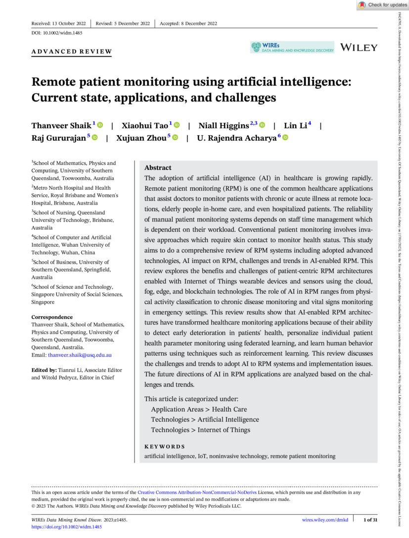 Remote patient monitoring using artificial intelligence: Current state ... Remote patient monitoring using artificial intelligence: Current state ...