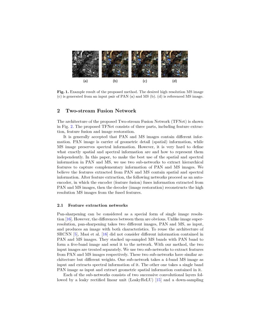 Remote Sensing Image Fusion Based on Two-stream Fusion Network | DeepAI