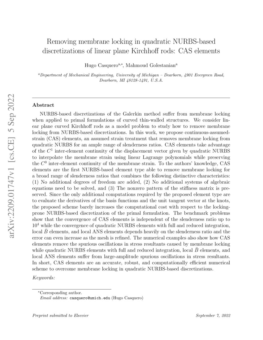 Removing Membrane Locking In Quadratic Nurbs Based Discretizations Of Linear Plane Kirchhoff