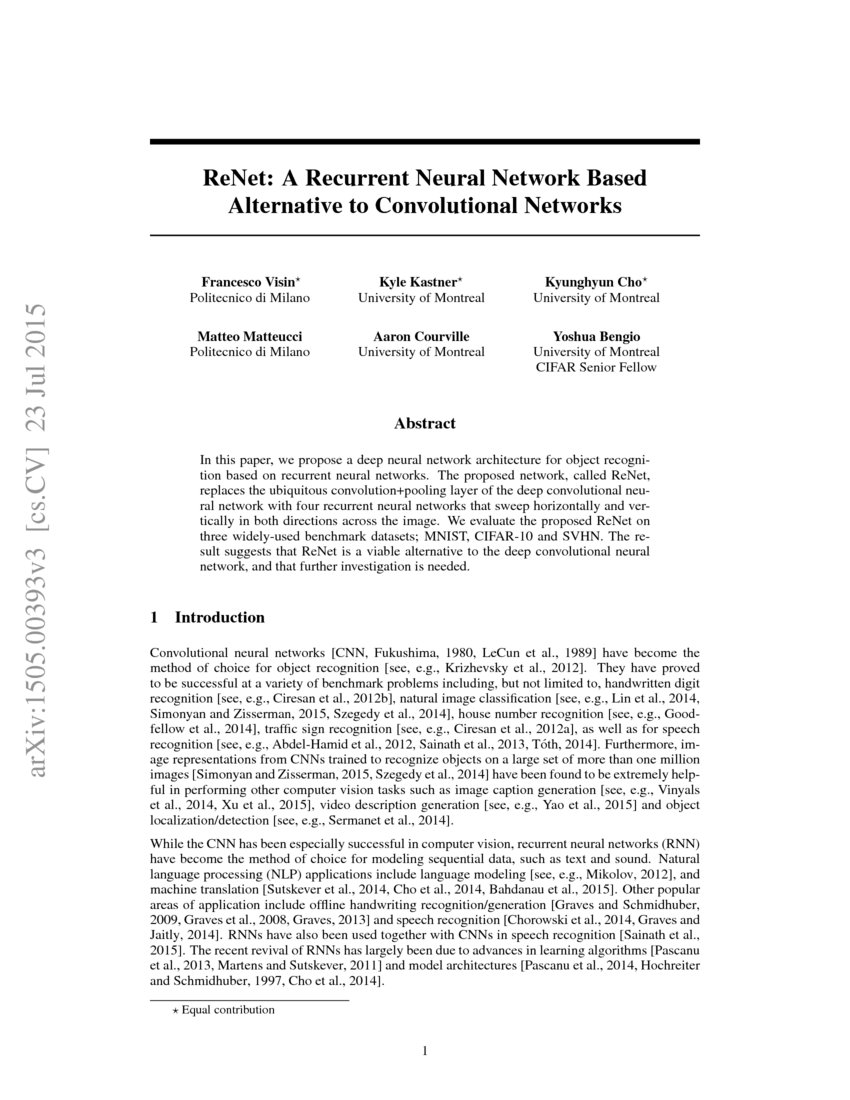 ReNet: A Recurrent Neural Network Based Alternative to Convolutional ...