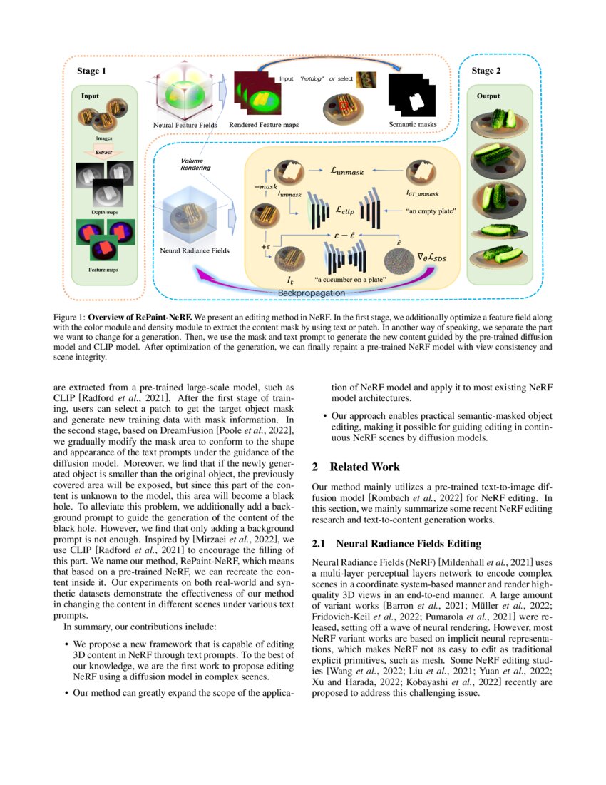 RePaint-NeRF: NeRF Editting via Semantic Masks and Diffusion Models | DeepAI