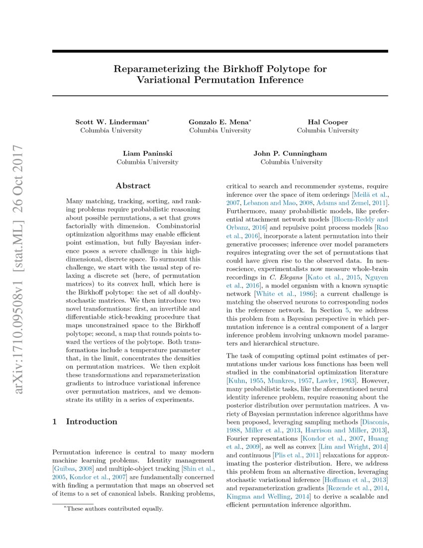 Reparameterizing the Birkhoff Polytope for Variational Permutation ...