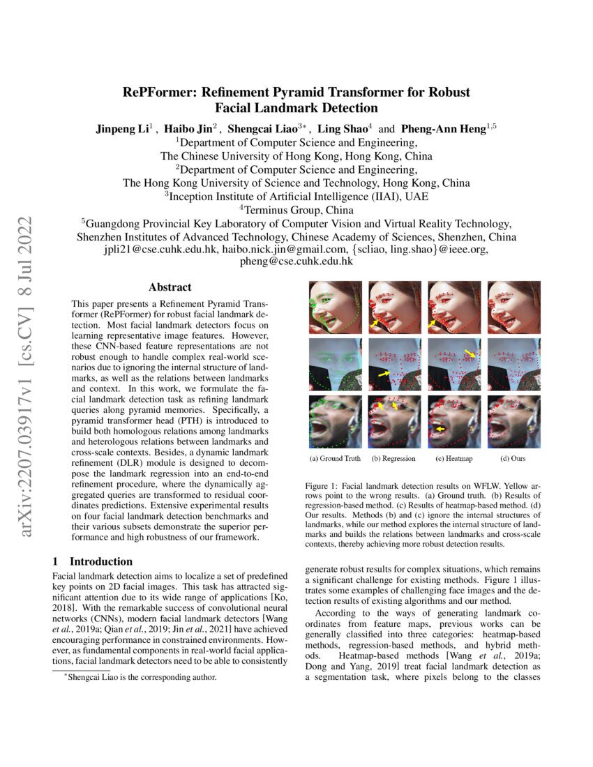 RePFormer: Refinement Pyramid Transformer for Robust Facial Landmark ...