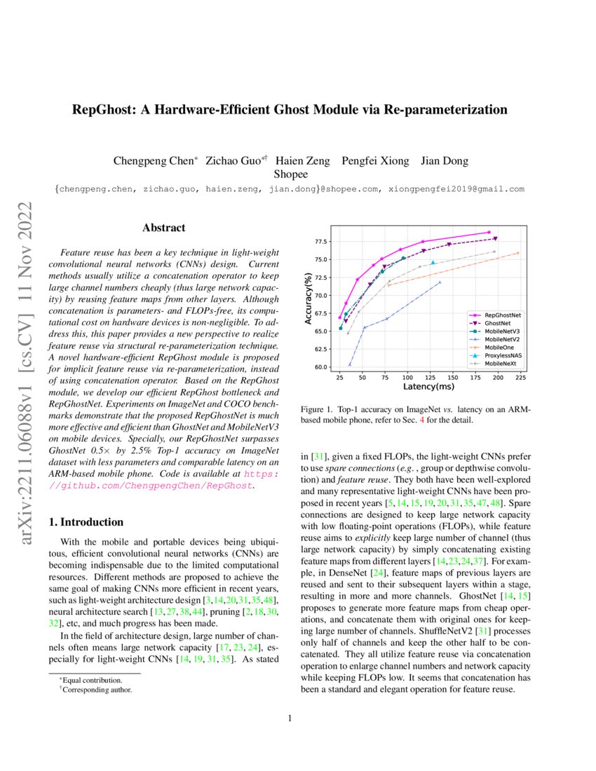 Repghost A Hardware Efficient Ghost Module Via Re Parameterization