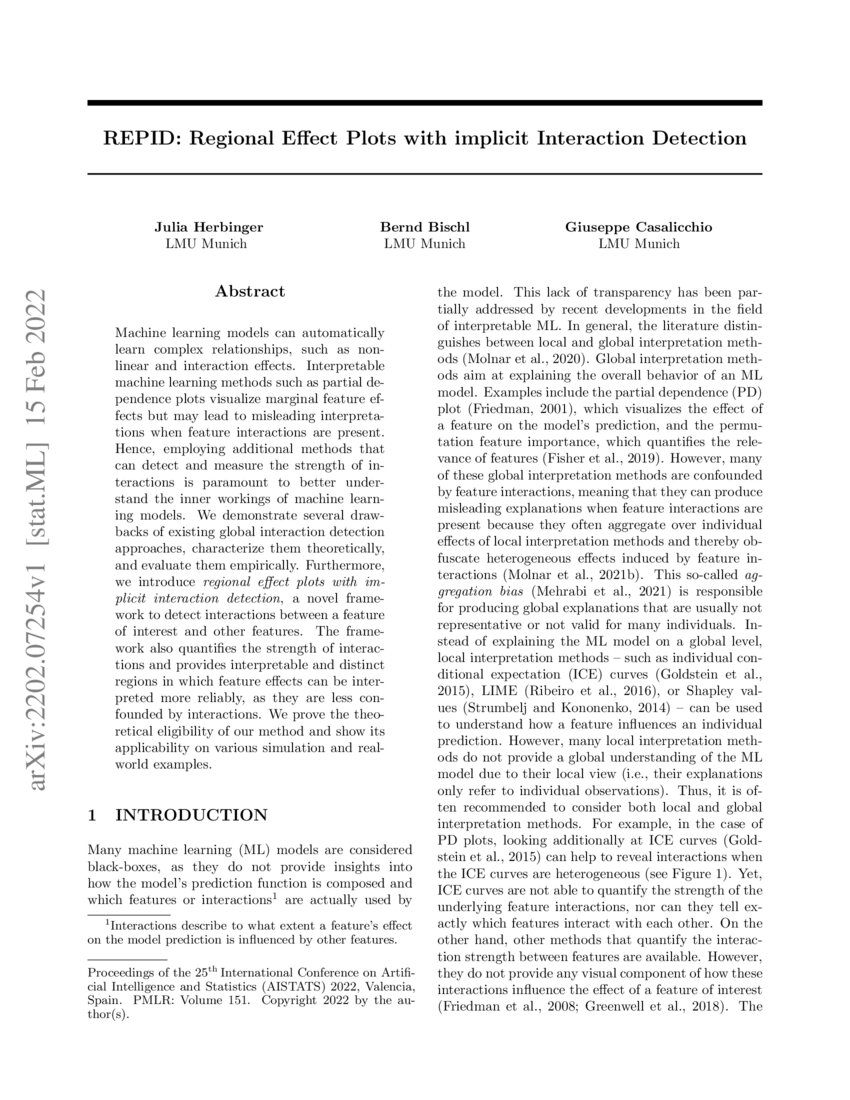 REPID: Regional Effect Plots with implicit Interaction Detection | DeepAI